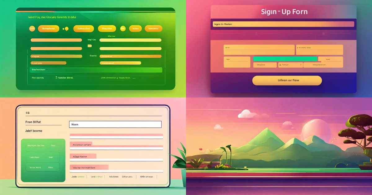 Lexica - Sign up form. simple flat gradient illustration. jade