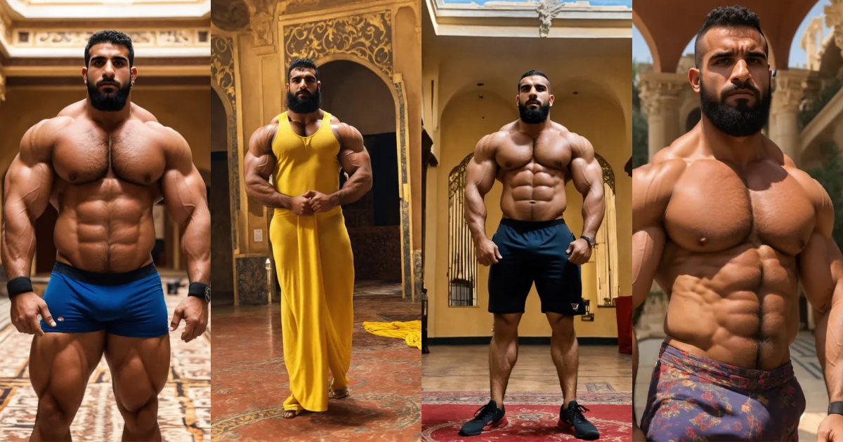 Lexica - 30-year-old hairy Libyan man with big muscles, big bodybuilder ...