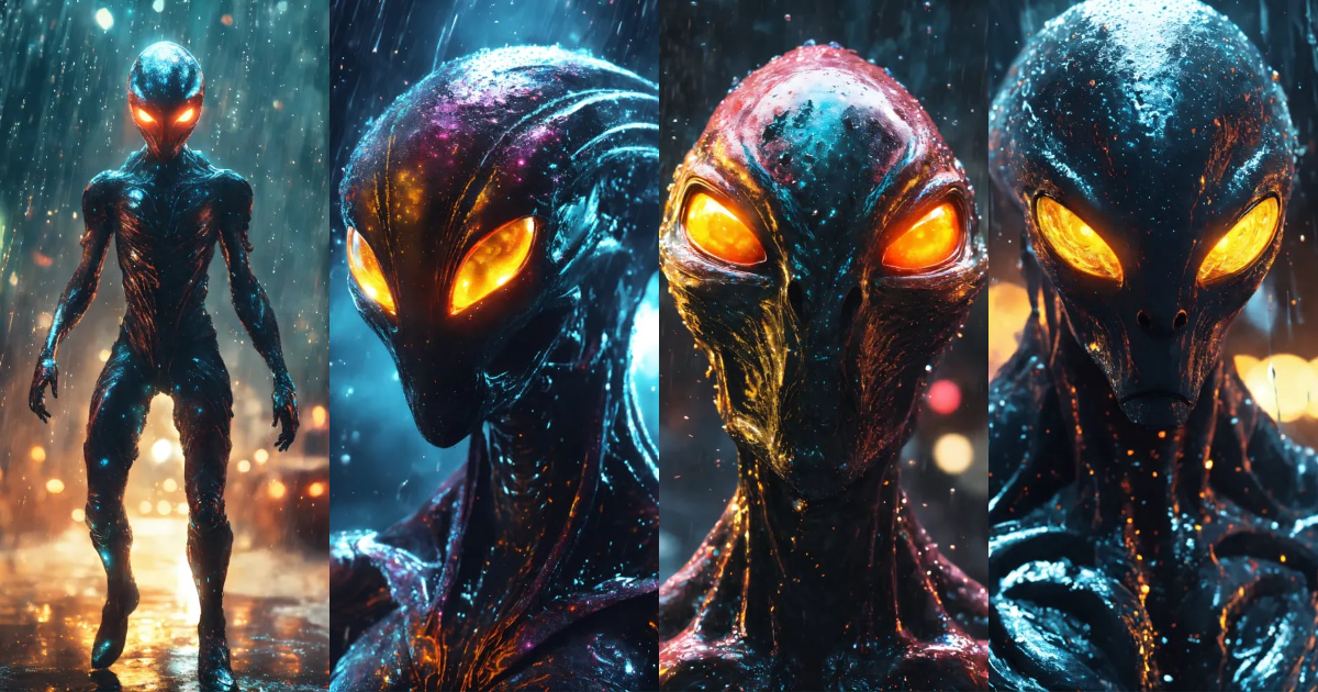 Lexica - An menacing alien with glowing eyes filled with swirling ...