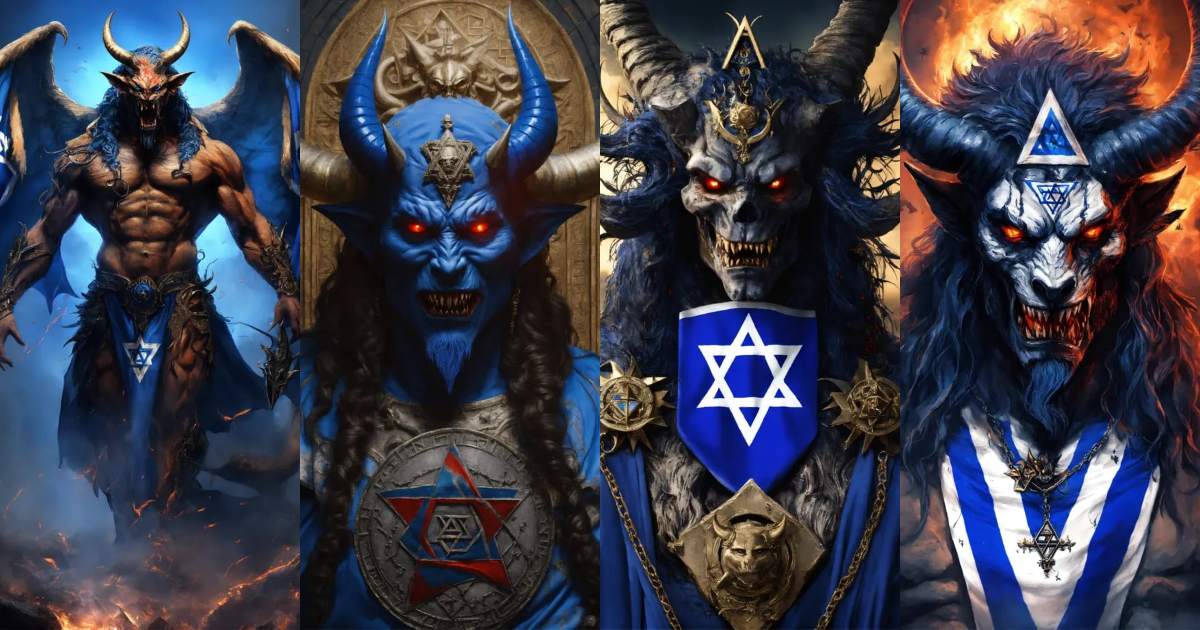 Lexica - Evil demonic Israel demon with an Israeli flag beast with an ...