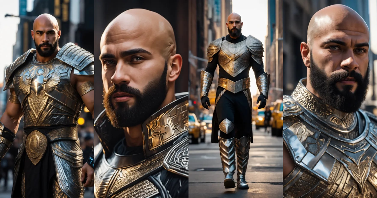 Lexica - Bald well groomed bearded man, a strong muscular handsome ...