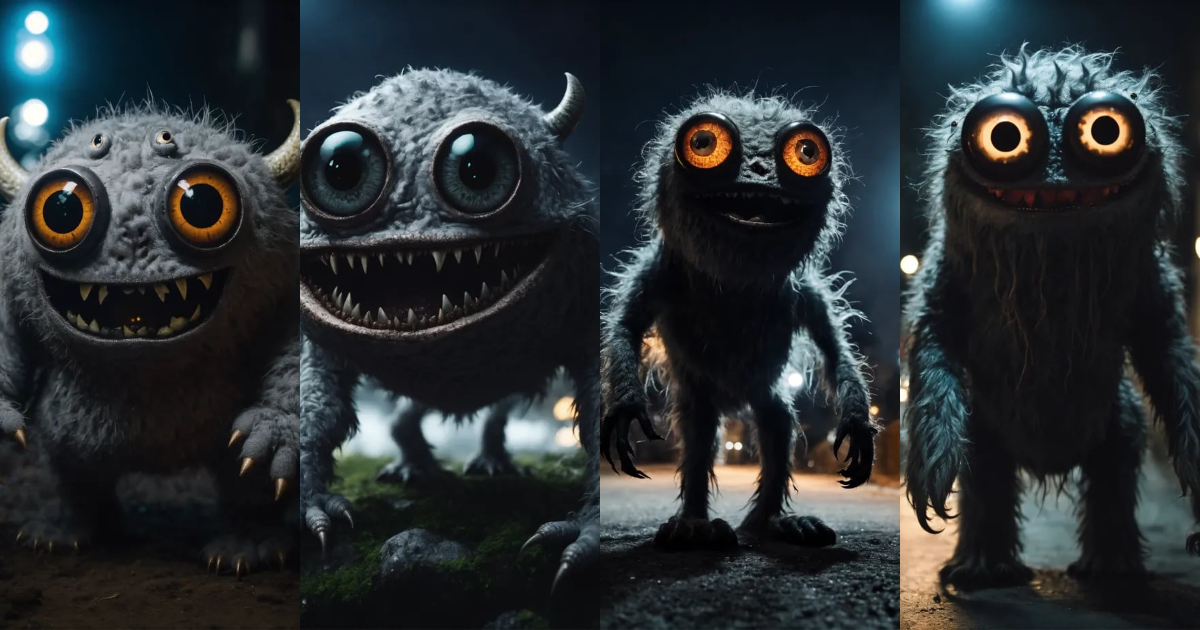 Lexica - Very cute, realistic grey monster whit many eyes standing in ...