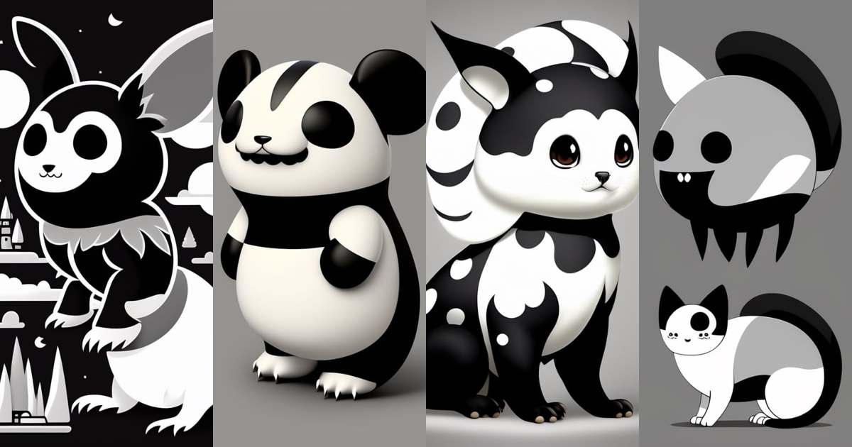 Lexica - A flat simple black and white character design of a cute ...