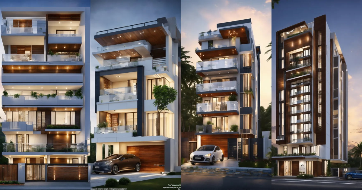 Lexica - Create 40 floor apartment exterior elevation in altra modern ...