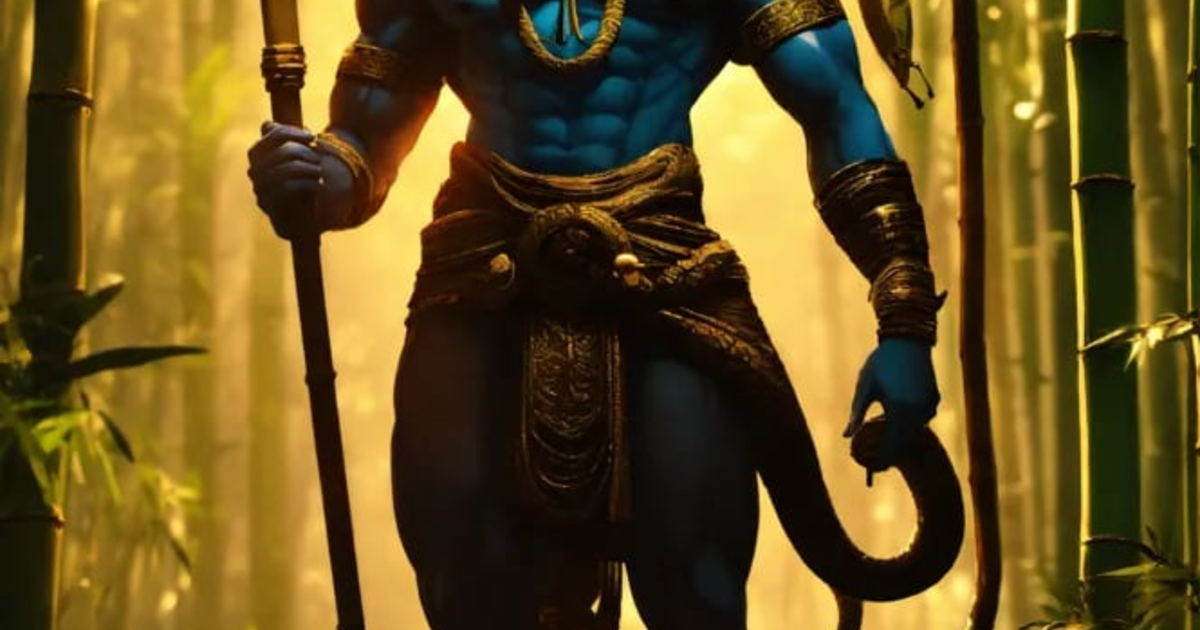 Lexica - Anime of muscular Lord Shiva with snake around neck, in bamboo ...