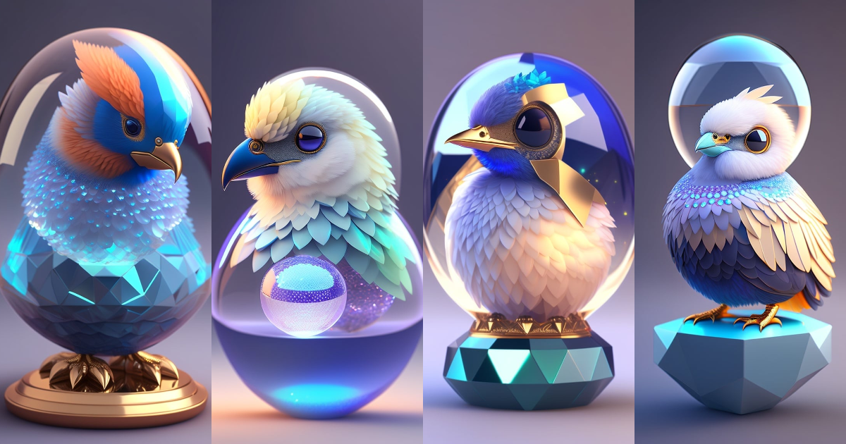 Lexica - A cute adorable baby phoenix made of crystal ball with low ...