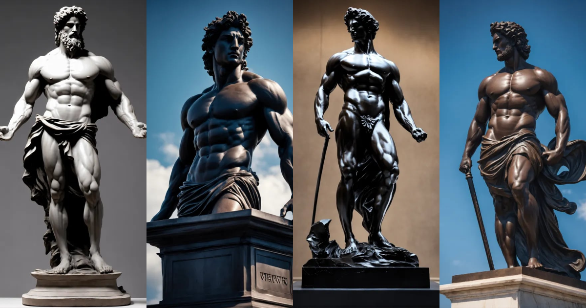 Lexica - A Statue from a muscular Greek god Statue with a wavey middel ...