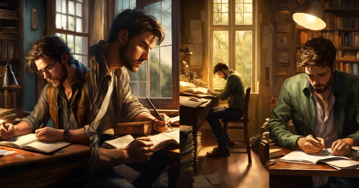 Lexica - A frustrated male writer with depression, beautiful ...