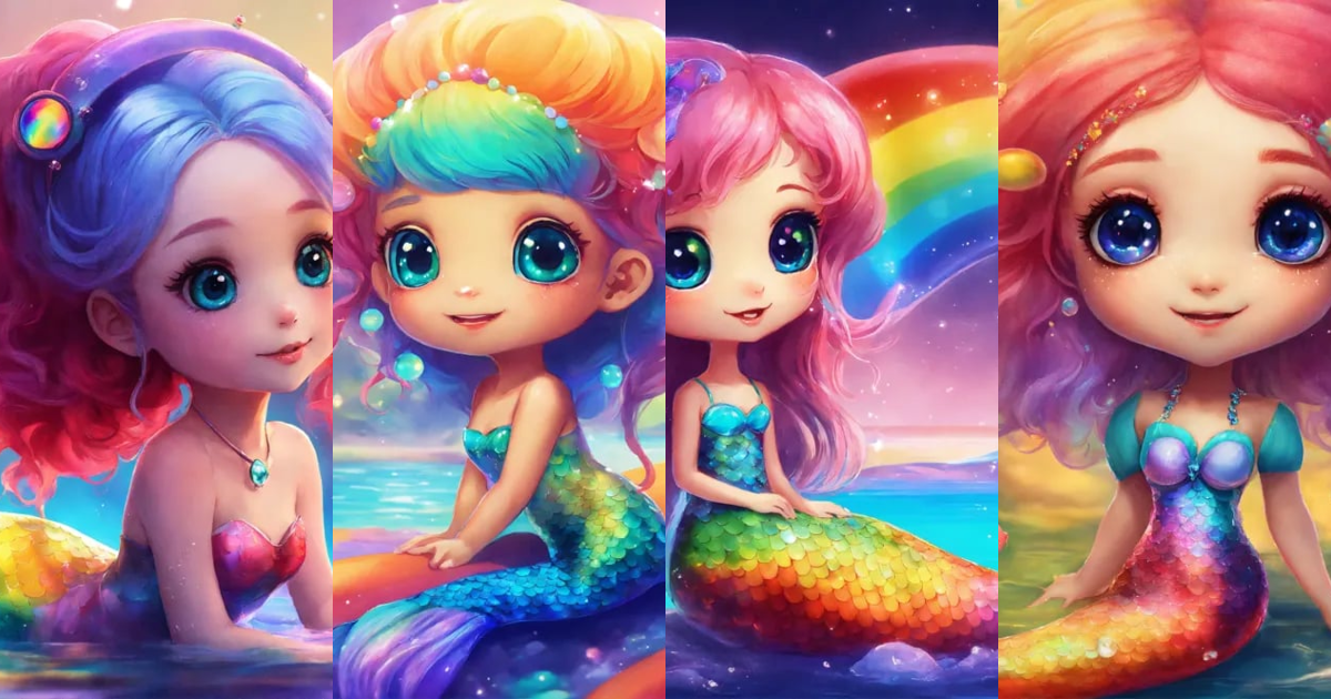 Lexica - Cute alien rainbow mermaid