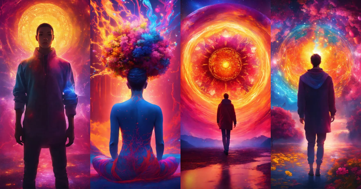 Lexica - Create an image portraying a person illuminating with ...