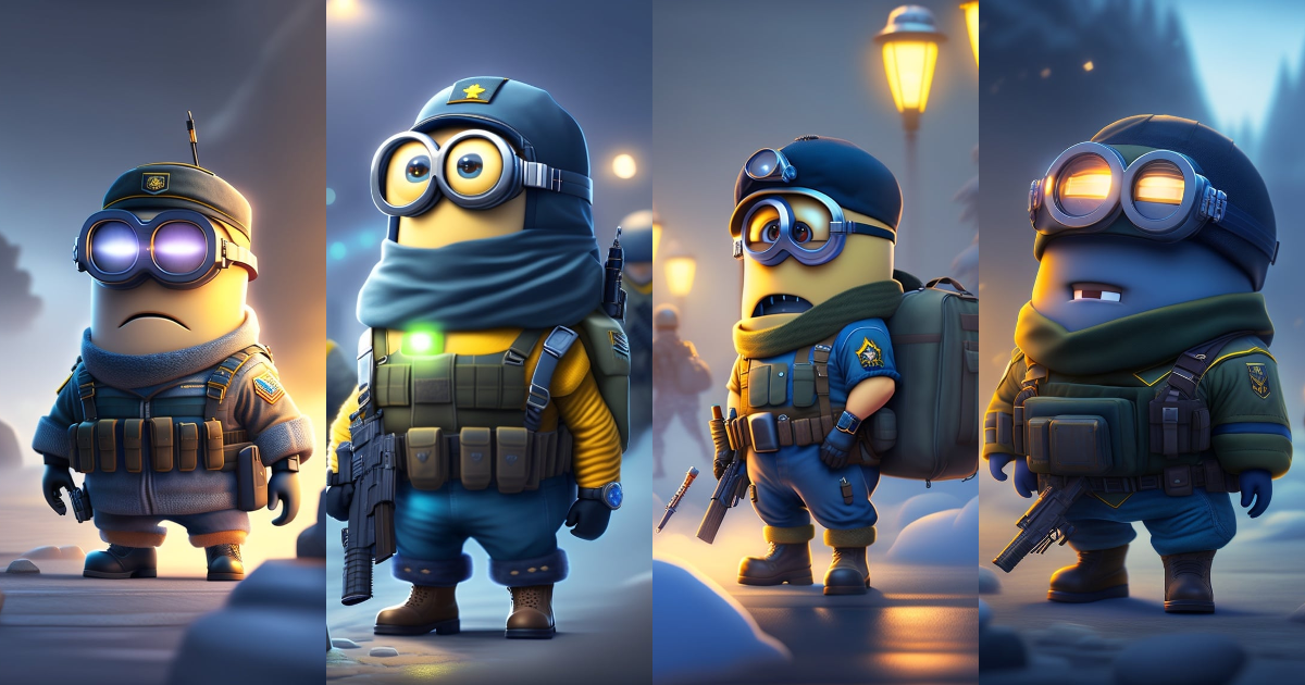 Lexica - A minion at the frontlines in the army at night with his ...