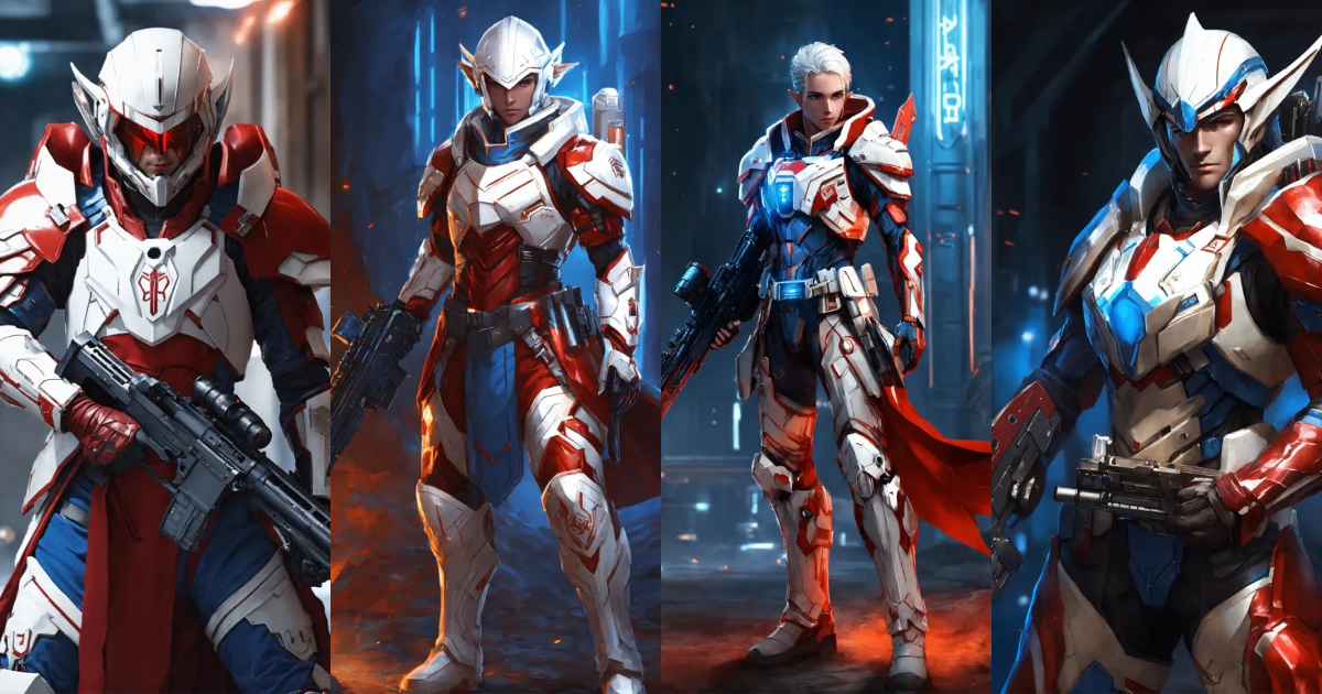 Lexica - High elf sci fi soldier wearing heavy sci fi armor, white and ...