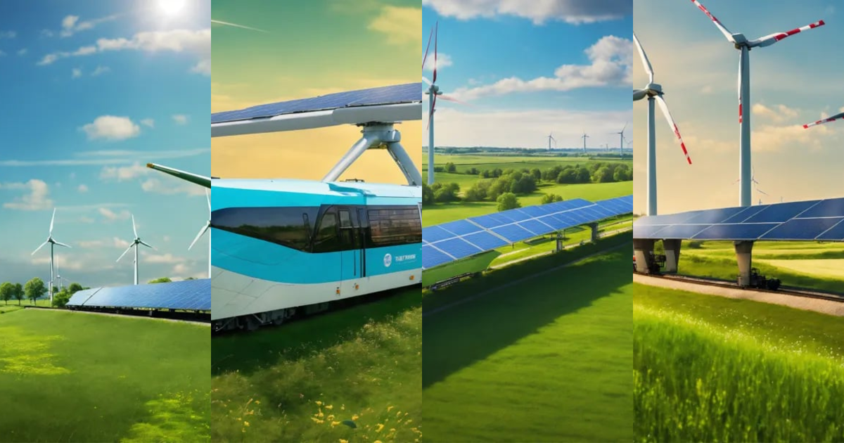 Lexica - Landscape with green landscape, blue sky, some wind turbine ...