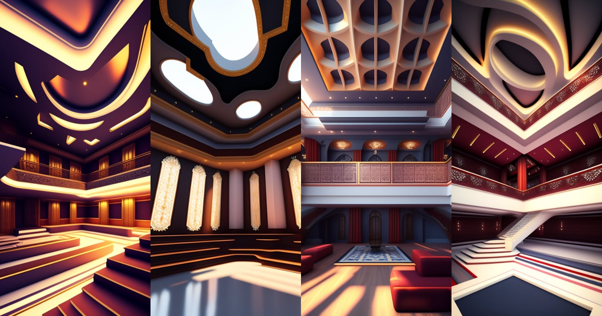 Lexica - Interior design,star patterns on the ceiling,2-level seats ...