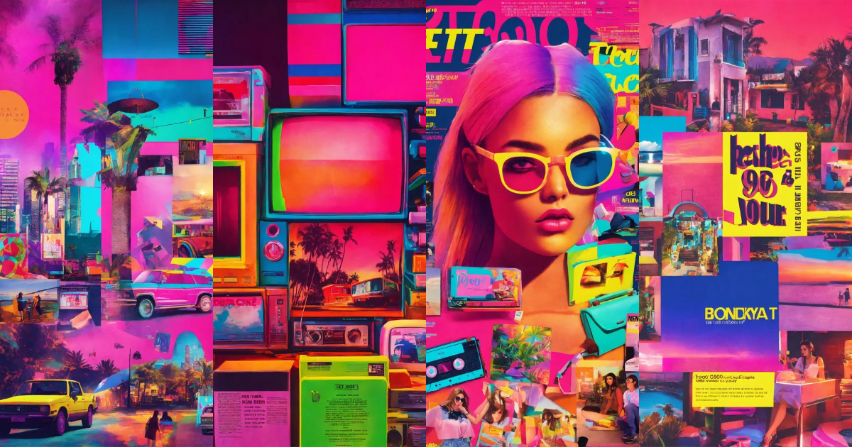 Lexica - Retro 90’s magazine collage, neon colors, editor style