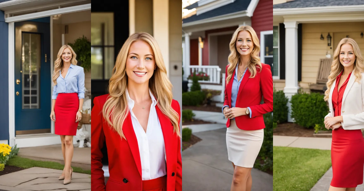 Lexica - Full body of a beautiful female realtor in her mid 30s. She ...