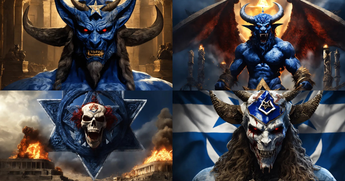 Lexica - Evil demonic Israel demon with an Israeli flag and the 6 ...