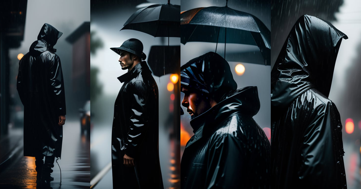 Lexica - A man in a black raincoat looking longingly outside at a ...