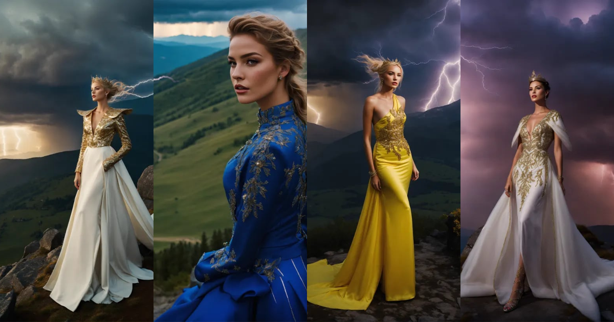 Lexica - A beautiful lightning queen, fashion portrait for VOGUE on a ...