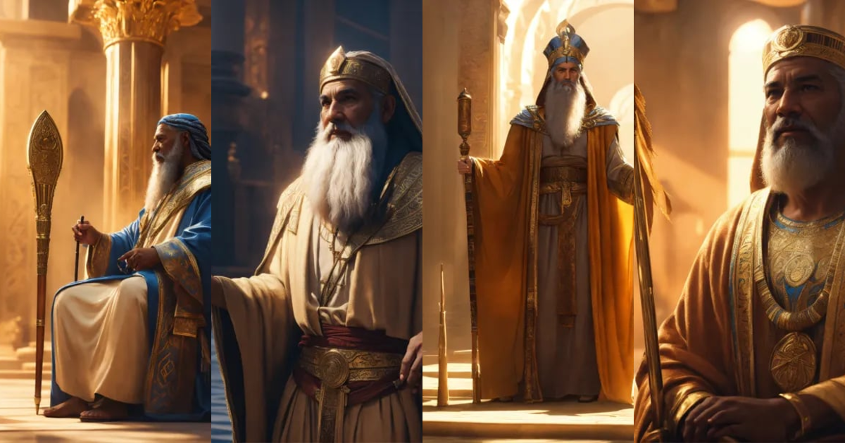 Lexica - Old Moses with his staff, Hebrew robes, talking to Pharaoh ...