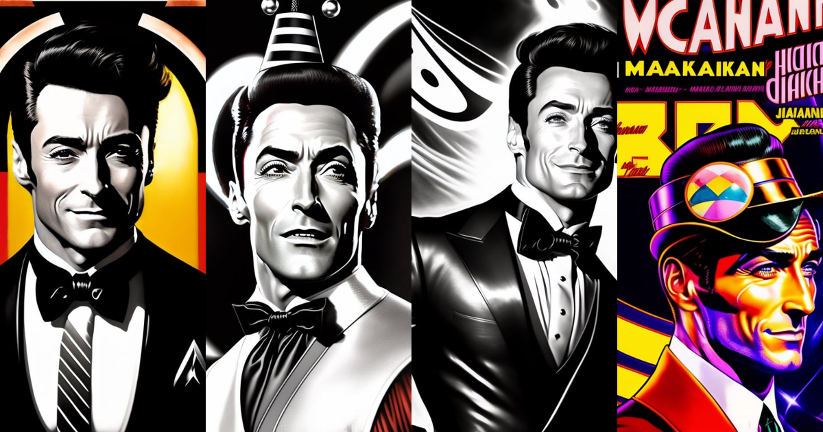 Lexica - Hugh Jackman as a 1960s circus ringleader comic art. Comic ...