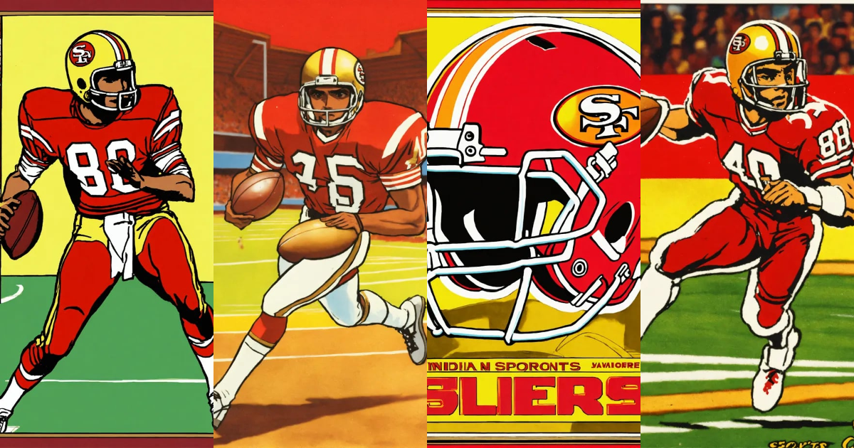 Lexica - 80s anime indian sports football fleer card 49ers colors red ...