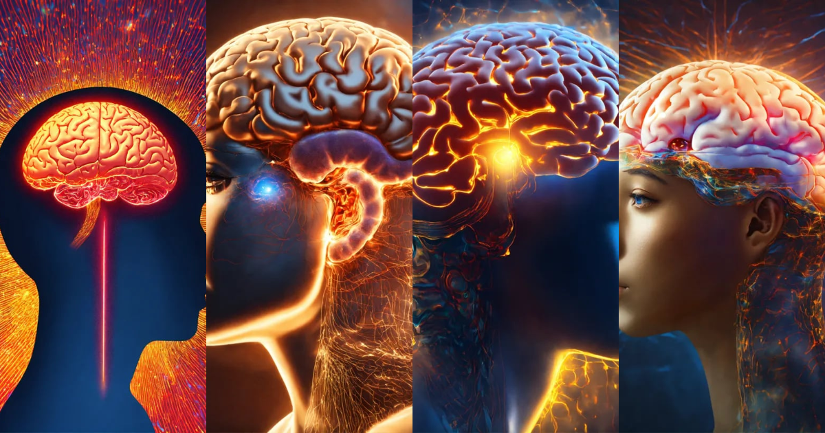 Lexica - A face depicted as a brain with a ripple effect of light ...