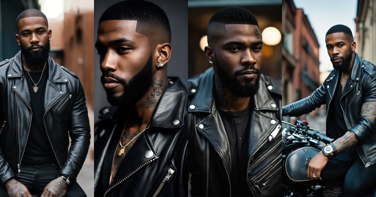 Lexica - Handsome black male, low beard, tattoos, Caesar haircut, deep ...