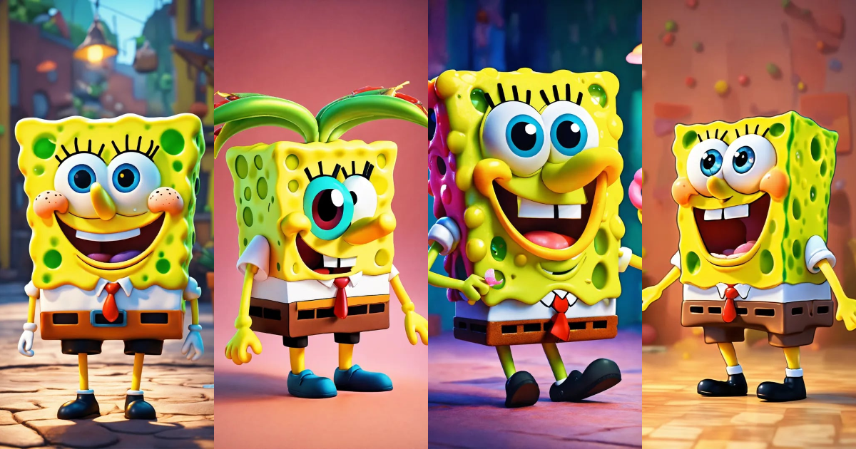 Lexica - SpongeBob ,full body image of cute ,realistic, vivid colors ...