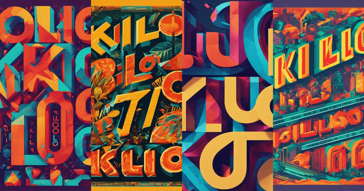 Lexica - The word Kilo in a bold and angular typography style.