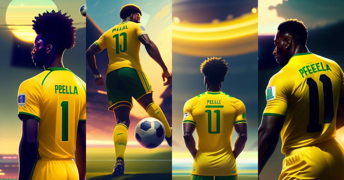 Lexica - Back of Footballer Pele wearing yellow brazil team jersey ...