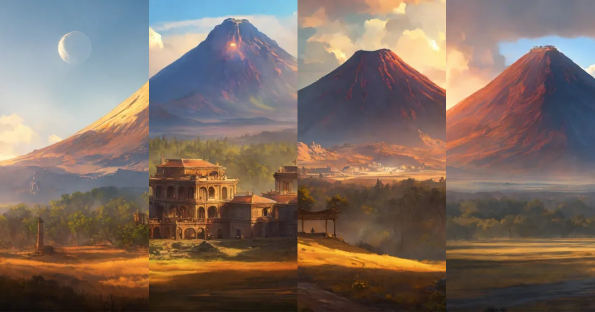 Lexica - Colonial frontier fort with dormant volcano in distance and ...