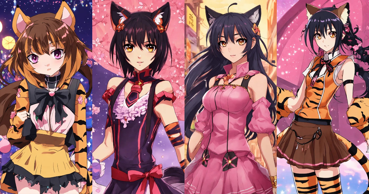 Lexica - Tiger Magical girl with black hair emo style and Brown eyes in ...