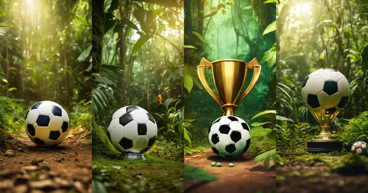 Lexica - A deep jungle with a soccer ball on the ground and a victory ...