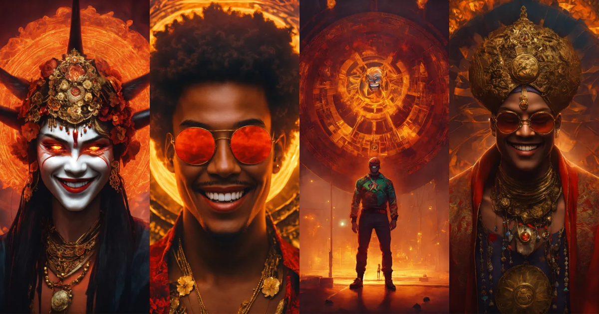 Lexica - A person high on power, evil grin and vibes