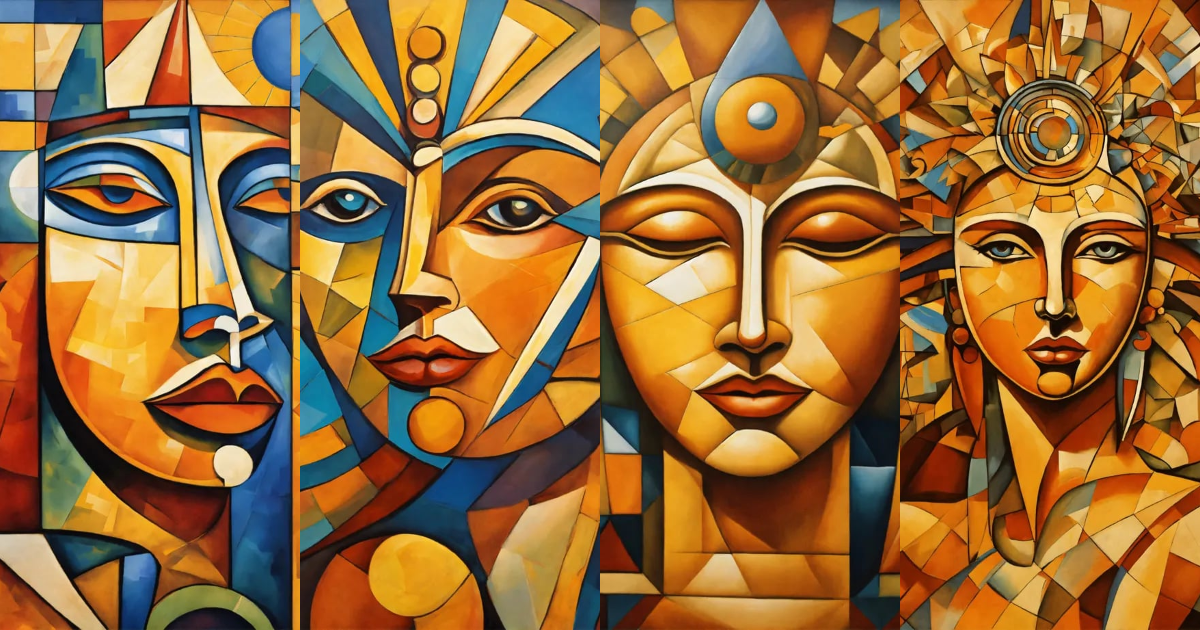 Lexica - Abstract composition of Sun Goddess cubist art in high resolution