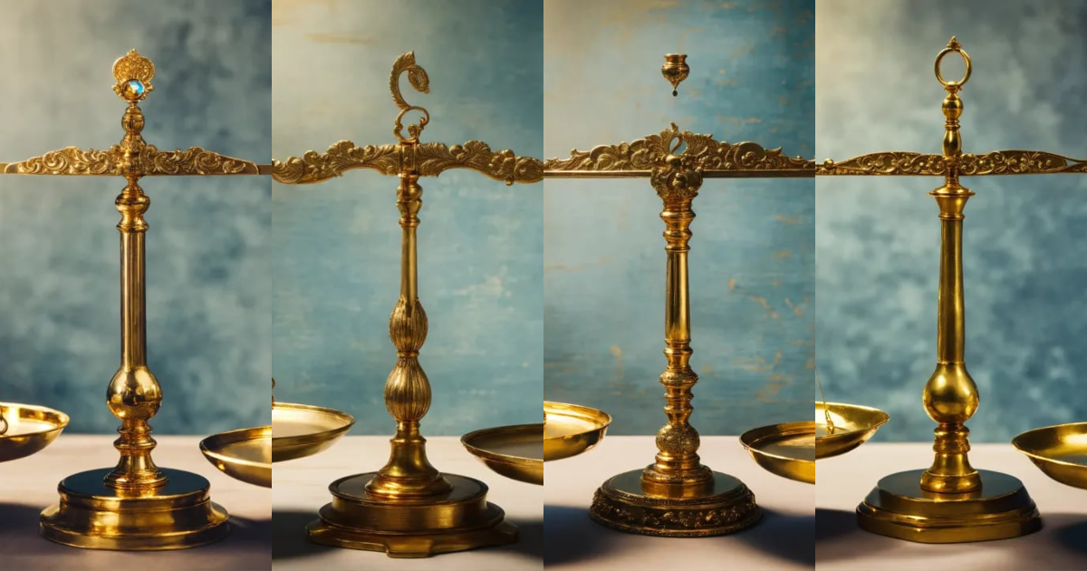 Lexica - Picture of a two-sided scale with gold balancing on it