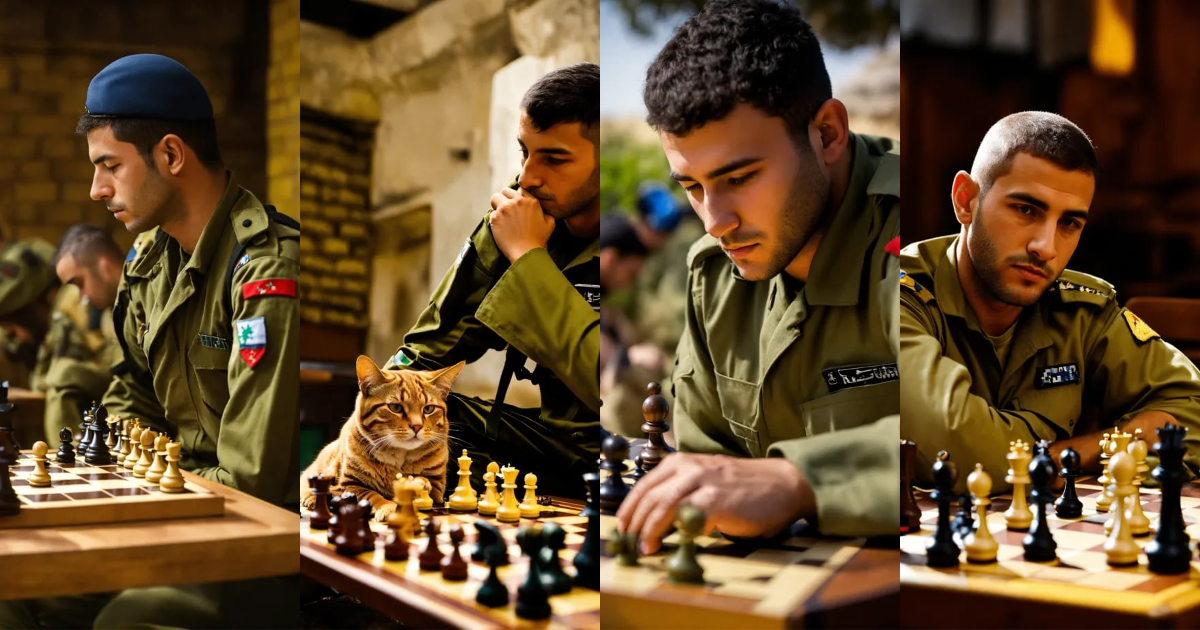 Lexica - Israeli soldier waiting intensively for his turn in a chess ...