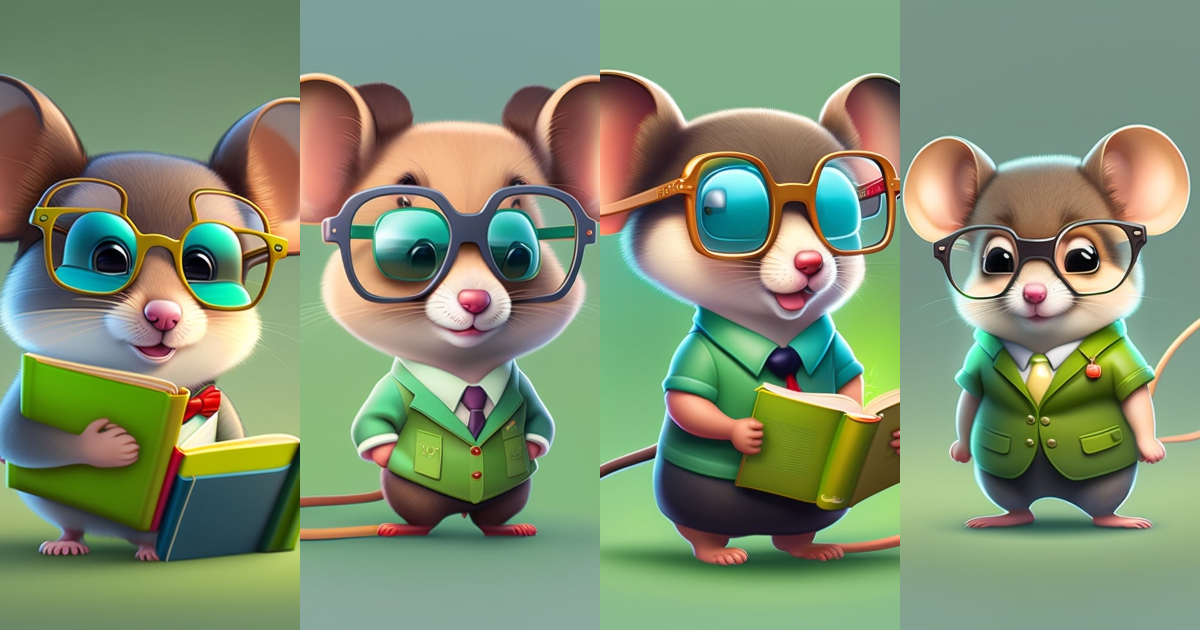 Lexica - A cartoon of a cute mouse, in a teacher character wearing ...