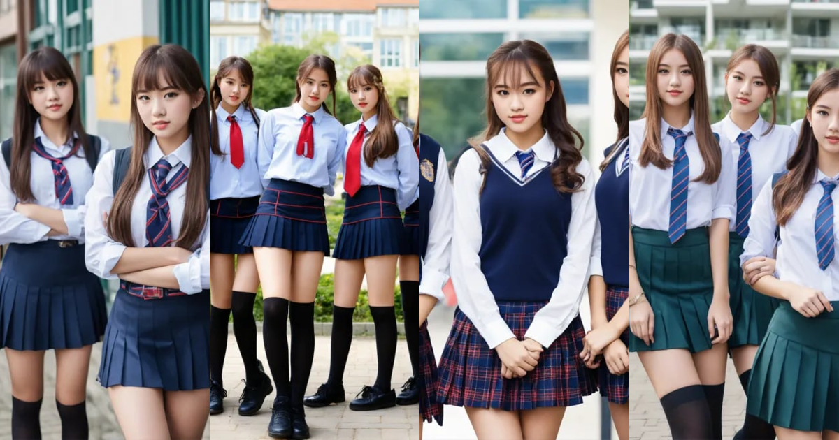 Lexica - European girls, Students, girls, liberal-minded, school uniform, tight-fitting shirt ...