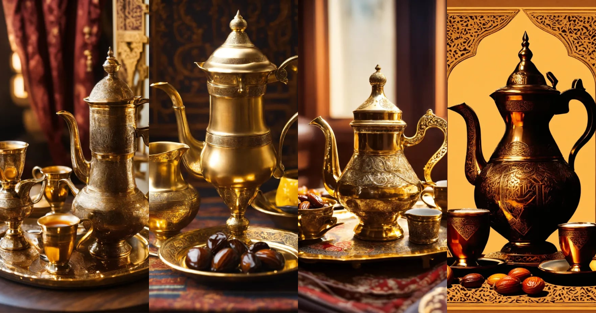 Lexica - Arabic coffee pot set with dates and laban on table ain ...