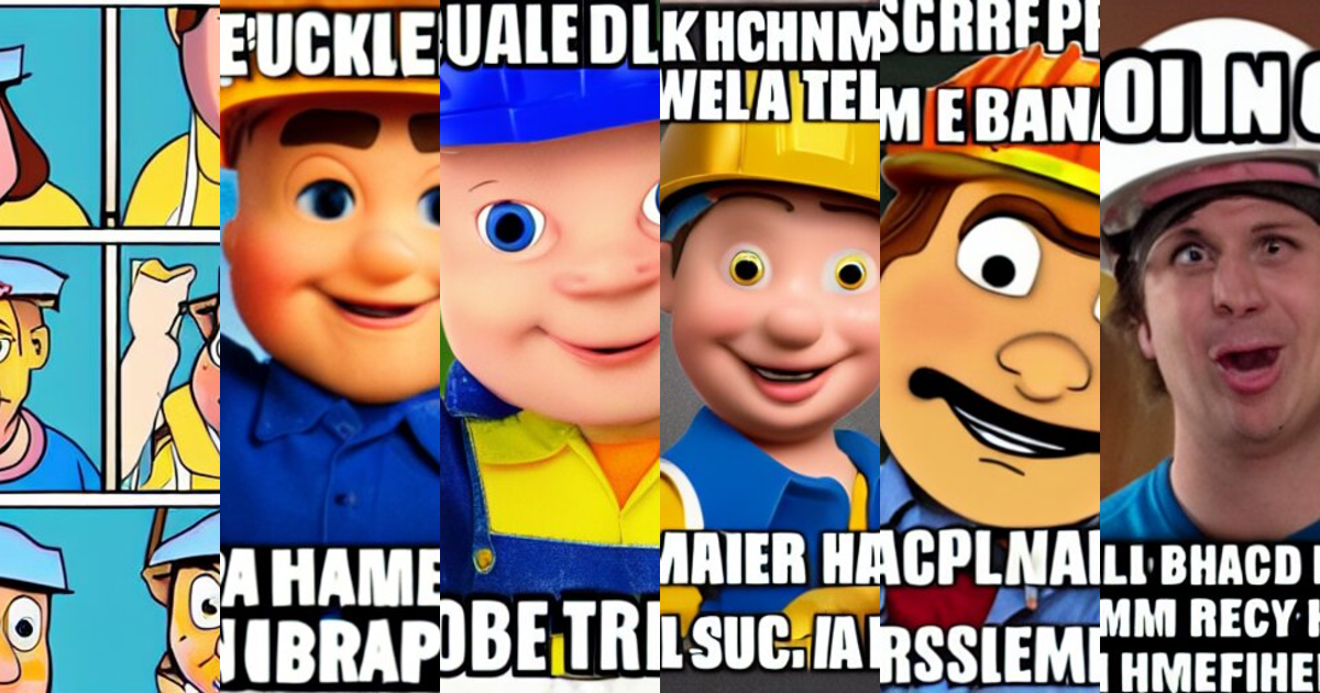 Lexica - Bob the builder character messed up ham face soup boy meme
