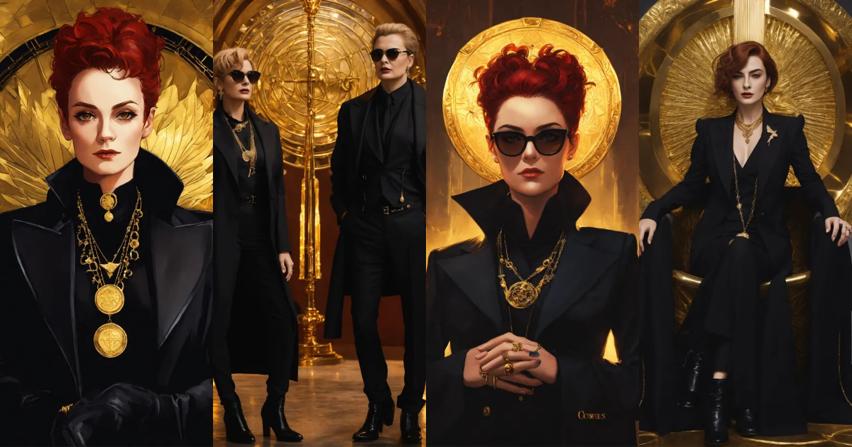 Lexica - Good omens as woman, female Crowley wearing black clothes suit ...