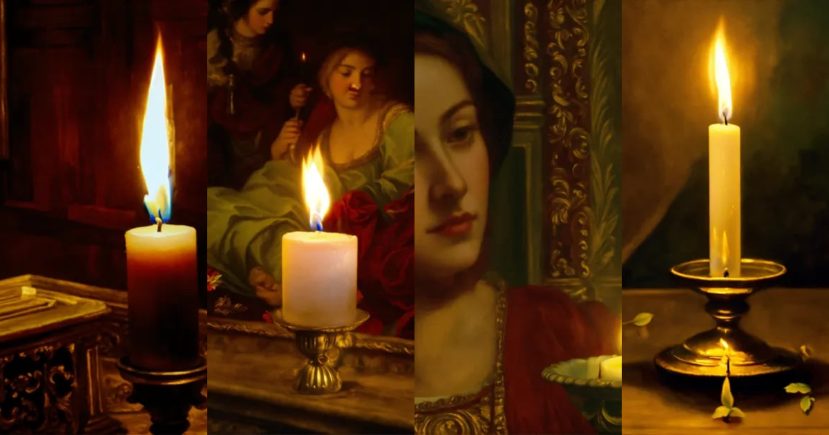 Lexica - Renaissance oil painting of a lit candle