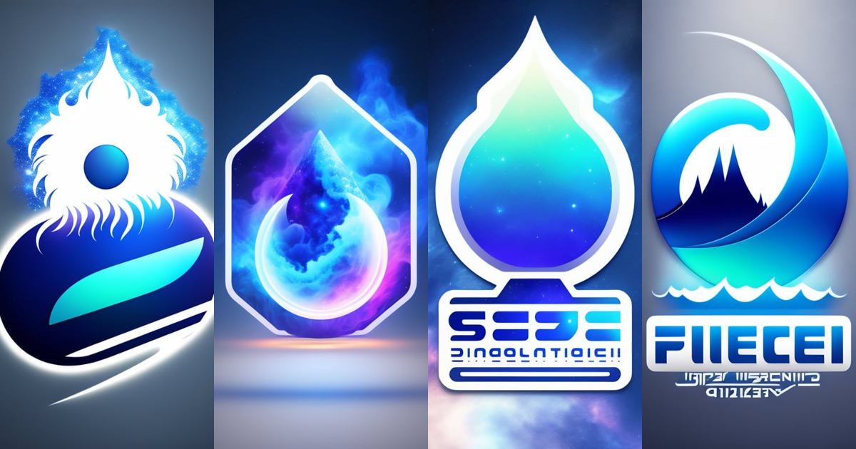 Lexica - Minimal blue fire galaxy yeti logo on white background