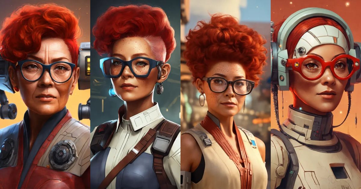 Lexica - A star wars style android robot inspired in a red haired ...