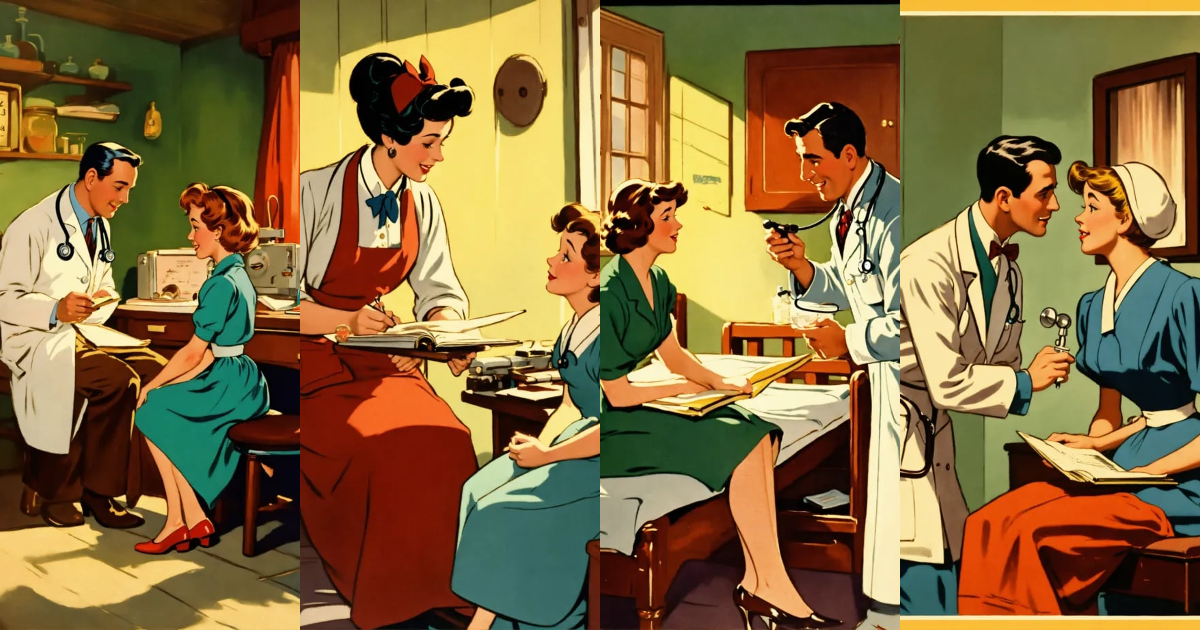 Lexica - A doctor gives advice to patient, vintage Disney art and ...