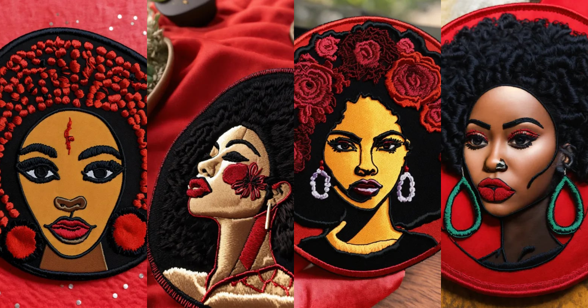 Lexica - Afrocentric embroidery patch, the patch is the face of an ...