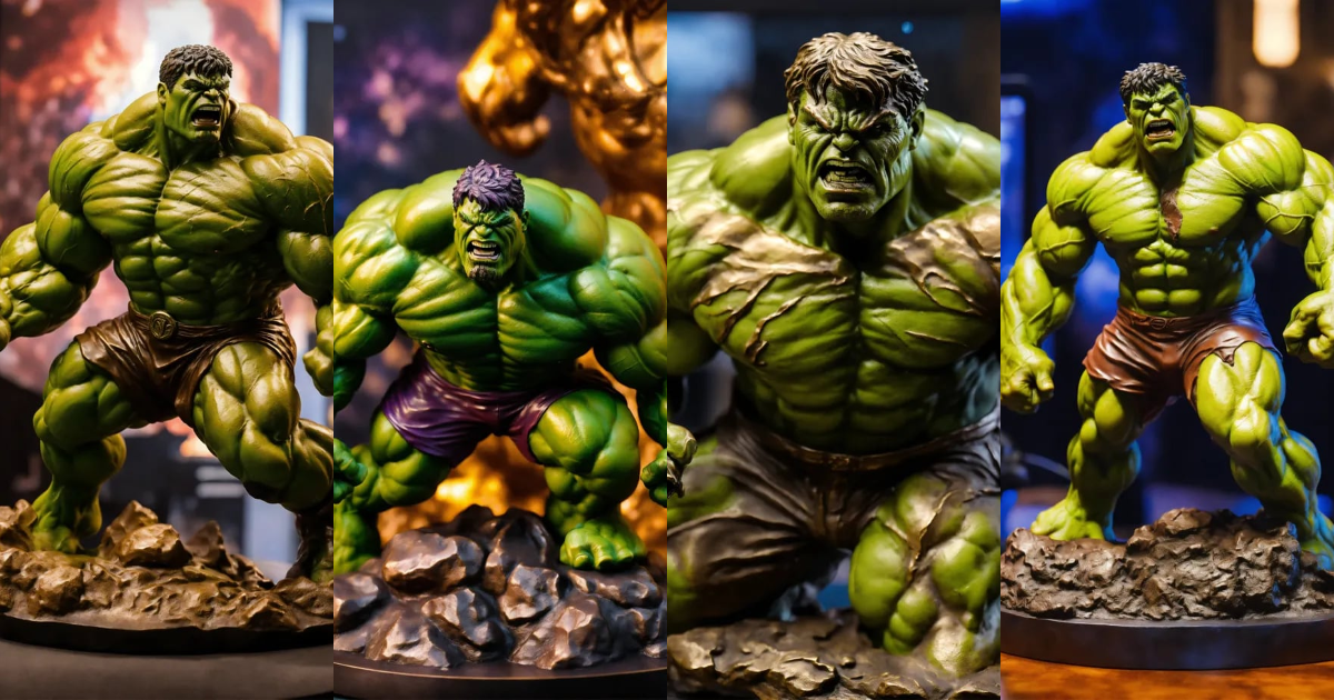 Lexica - A sculpture of aged bronze resin depicting the muscular Hulk ...