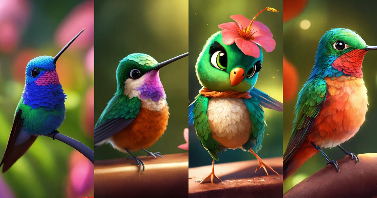 Lexica - A cute hummingbird, pixar style